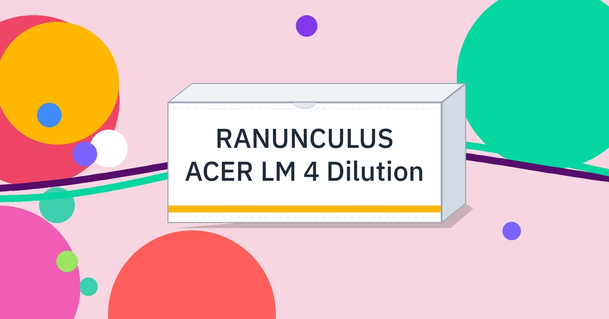 Symbolbild: Packung mit der Aufschrift RANUNCULUS ACER LM 4 Dilution (PZN 13675395) – Verfügbarkeit und Bezug in Apotheken in Frankfurt am Main