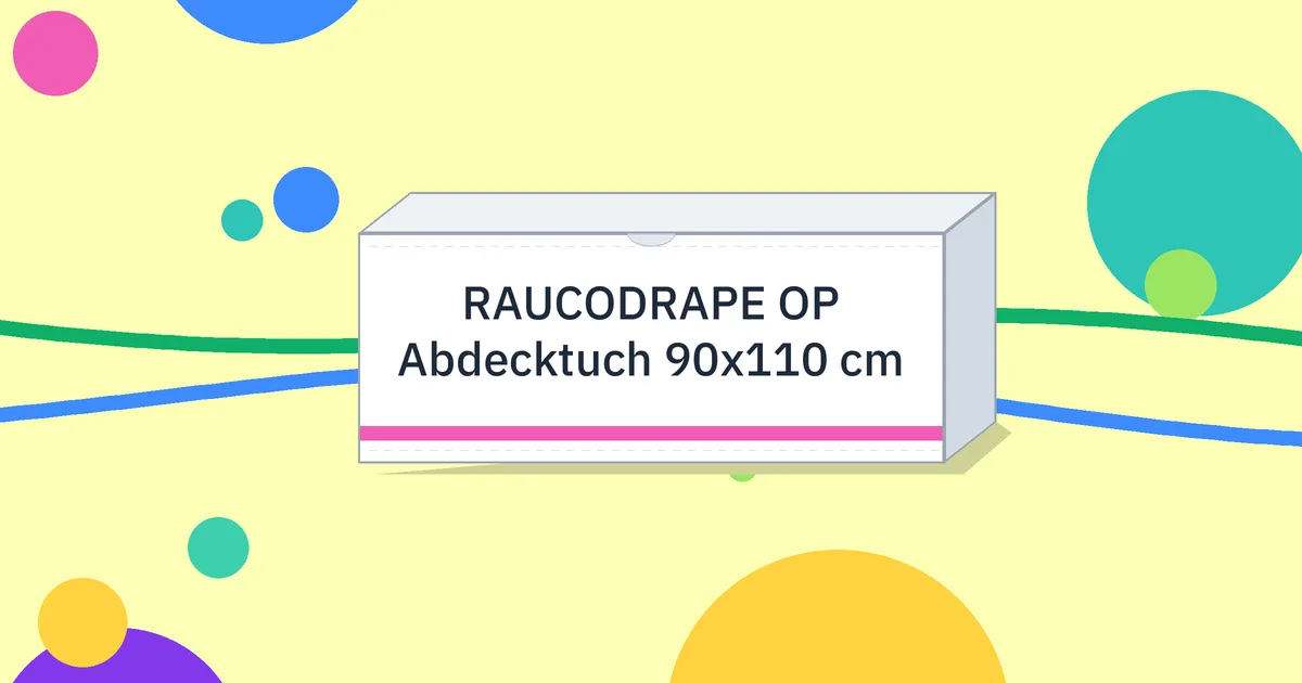 Symbolbild: Packung mit der Aufschrift RAUCODRAPE OP Abdecktuch 90x110 cm (PZN 10825339) – Verfügbarkeit und Bezug in Apotheken in Frankfurt am Main