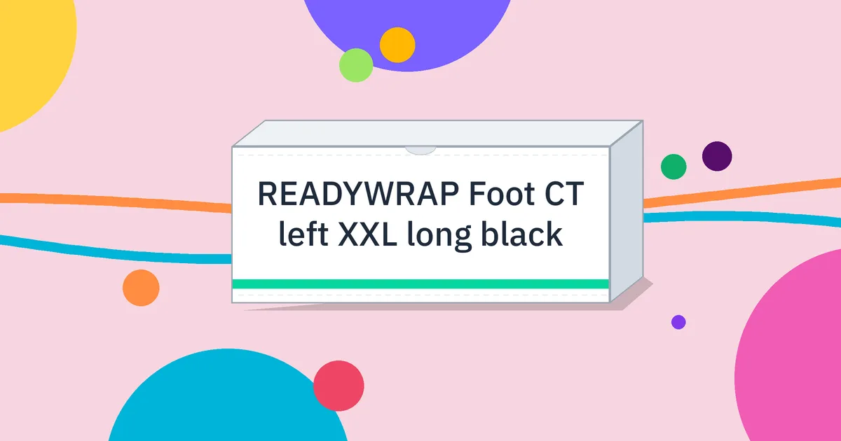 Symbolbild: Packung mit der Aufschrift READYWRAP Foot CT left XXL long black (PZN 18008947) – Verfügbarkeit und Bezug in Apotheken in Frankfurt am Main
