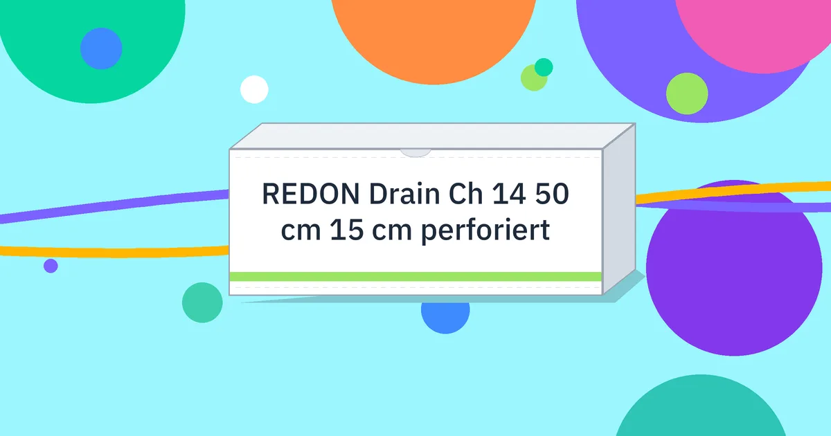 Symbolbild: Packung mit der Aufschrift REDON Drain Ch 14 50 cm 15 cm perforiert (PZN 01042176) – Verfügbarkeit und Bezug in Apotheken in Frankfurt am Main