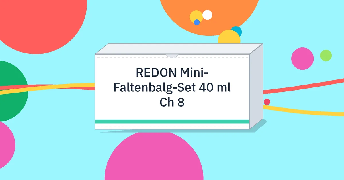 Symbolbild: Packung mit der Aufschrift REDON Mini-Faltenbalg-Set 40 ml Ch 8 (PZN 13862051) – Verfügbarkeit und Bezug in Apotheken in Frankfurt am Main