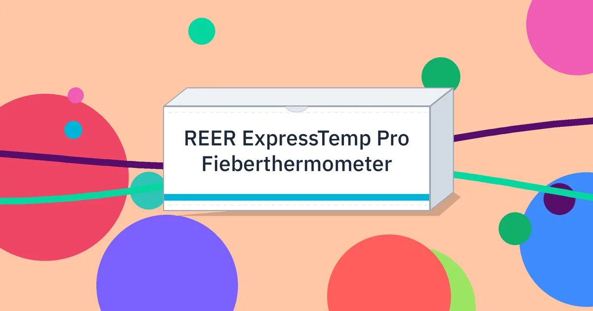 Symbolbild: Packung mit der Aufschrift REER ExpressTemp Pro Fieberthermometer (PZN 16955296) – Verfügbarkeit und Bezug in Apotheken in Frankfurt am Main