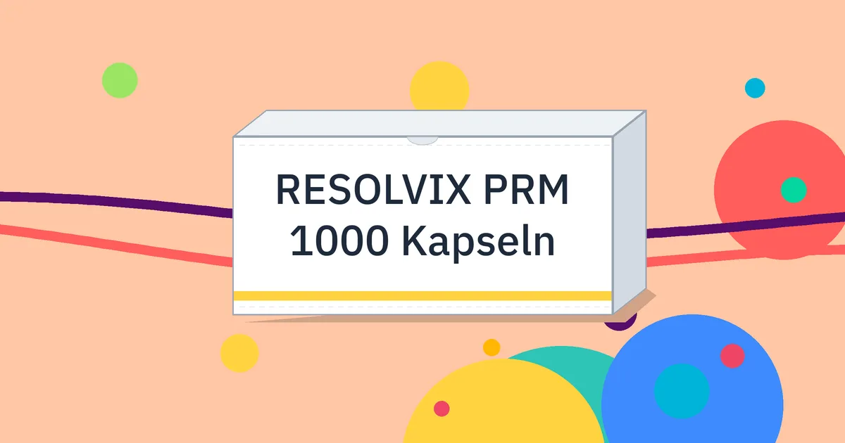 Symbolbild: Packung mit der Aufschrift RESOLVIX PRM 1000 Kapseln (PZN 20028644) – Verfügbarkeit und Bezug in Apotheken in Frankfurt am Main