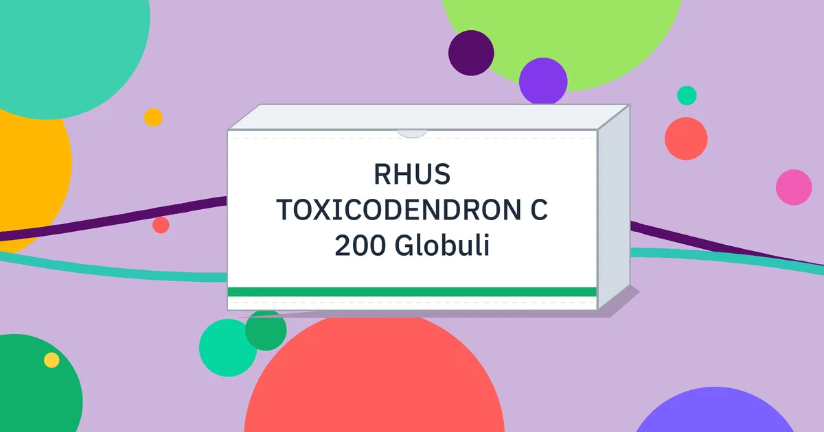Symbolbild: Packung mit der Aufschrift RHUS TOXICODENDRON C 200 Globuli (PZN 11282728) – Verfügbarkeit und Bezug in Apotheken in Frankfurt am Main