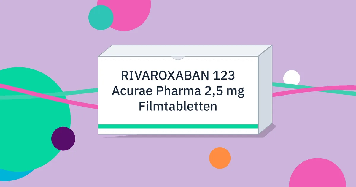 Symbolbild: Packung mit der Aufschrift RIVAROXABAN 123 Acurae Pharma 2,5 mg Filmtabletten (PZN 18824227) – Verfügbarkeit und Bezug in Apotheken in Frankfurt am Main