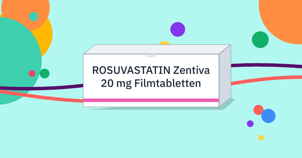 Symbolbild: Packung mit der Aufschrift ROSUVASTATIN Zentiva 20 mg Filmtabletten (PZN 18755638) – Verfügbarkeit und Bezug in Apotheken in Frankfurt am Main
