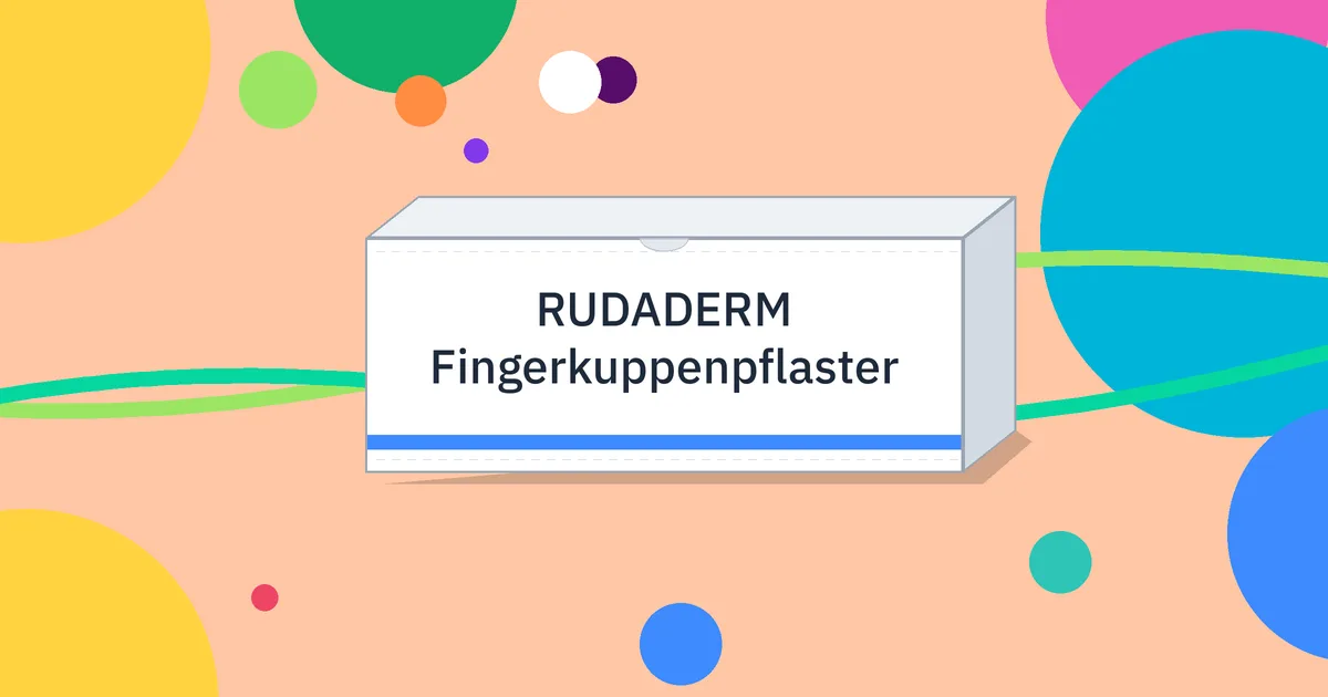 Symbolbild: Packung mit der Aufschrift RUDADERM Fingerkuppenpflaster (PZN 15879280) – Verfügbarkeit und Bezug in Apotheken in Frankfurt am Main