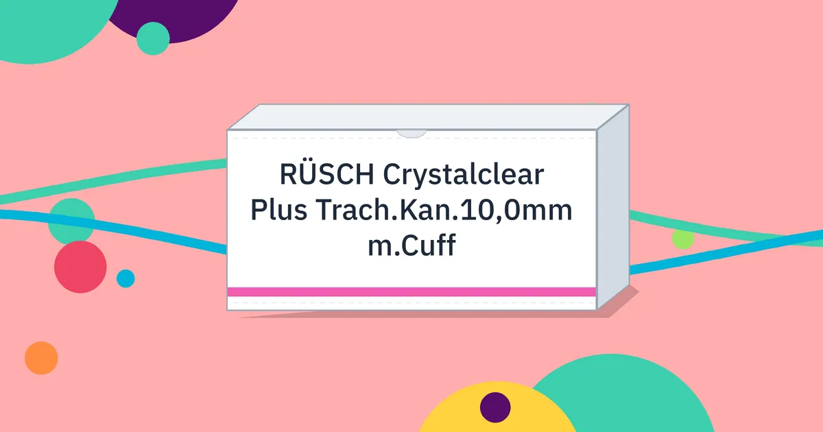 Symbolbild: Packung mit der Aufschrift RÜSCH Crystalclear Plus Trach.Kan.10,0mm m.Cuff (PZN 03433142) – Verfügbarkeit und Bezug in Apotheken in Frankfurt am Main