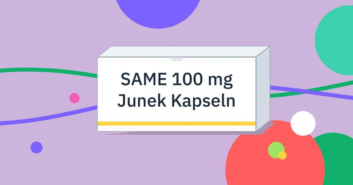 Symbolbild: Packung mit der Aufschrift SAME 100 mg Junek Kapseln (PZN 11238791) – Verfügbarkeit und Bezug in Apotheken in Frankfurt am Main