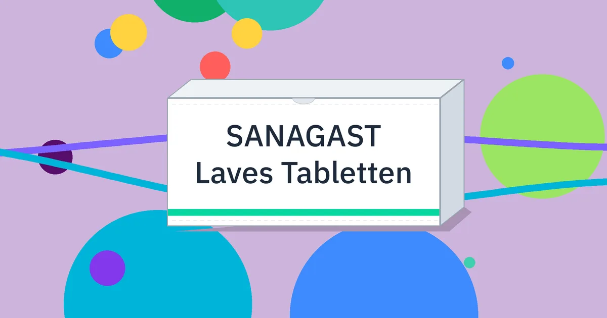 Symbolbild: Packung mit der Aufschrift SANAGAST Laves Tabletten (PZN 07146267) – Verfügbarkeit und Bezug in Apotheken in Frankfurt am Main