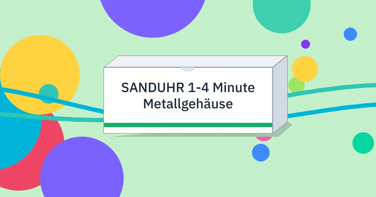 Symbolbild: Packung mit der Aufschrift SANDUHR 1-4 Minute Metallgehäuse (PZN 09331023) – Verfügbarkeit und Bezug in Apotheken in Frankfurt am Main