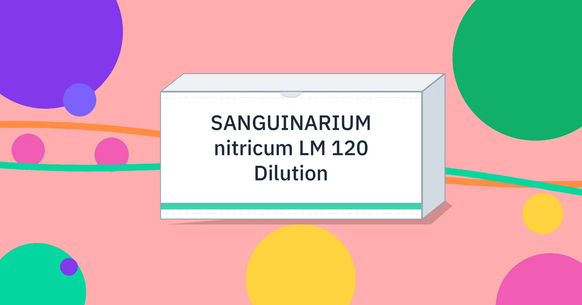 Symbolbild: Packung mit der Aufschrift SANGUINARIUM nitricum LM 120 Dilution (PZN 13182037) – Verfügbarkeit und Bezug in Apotheken in Frankfurt am Main