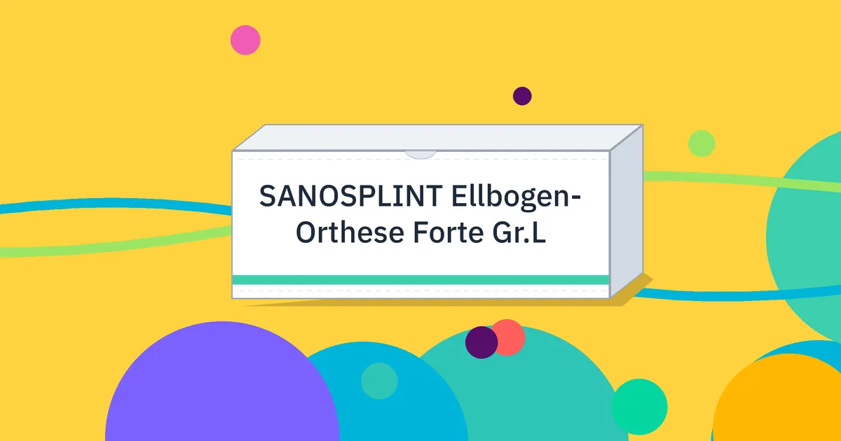 Symbolbild: Packung mit der Aufschrift SANOSPLINT Ellbogen-Orthese Forte Gr.L (PZN 11281611) – Verfügbarkeit und Bezug in Apotheken in Frankfurt am Main