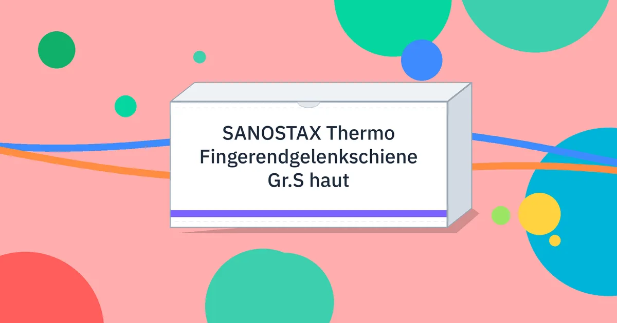 Symbolbild: Packung mit der Aufschrift SANOSTAX Thermo Fingerendgelenkschiene Gr.S haut (PZN 11131780) – Verfügbarkeit und Bezug in Apotheken in Frankfurt am Main