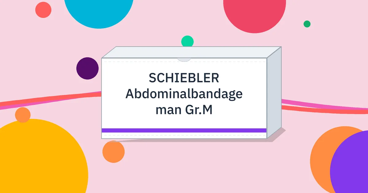Symbolbild: Packung mit der Aufschrift SCHIEBLER Abdominalbandage man Gr.M (PZN 06990877) – Verfügbarkeit und Bezug in Apotheken in Frankfurt am Main