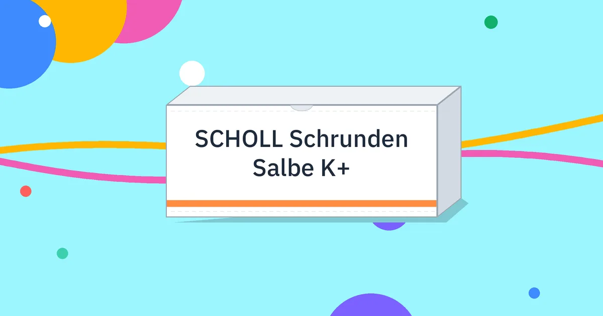 Symbolbild: Packung mit der Aufschrift SCHOLL Schrunden Salbe K+ (PZN 11191256) – Verfügbarkeit und Bezug in Apotheken in Frankfurt am Main