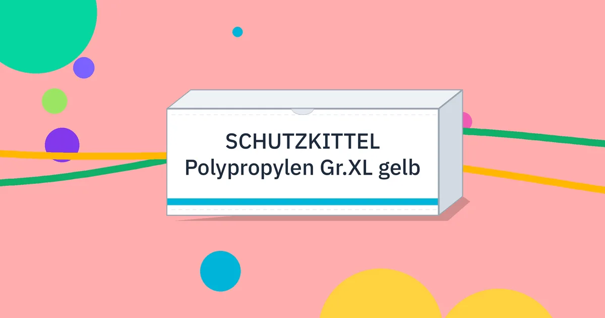 Symbolbild: Packung mit der Aufschrift SCHUTZKITTEL Polypropylen Gr.XL gelb (PZN 01552919) – Verfügbarkeit und Bezug in Apotheken in Frankfurt am Main