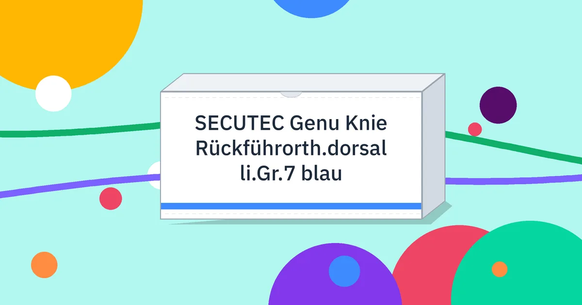 Symbolbild: Packung mit der Aufschrift SECUTEC Genu Knie Rückführorth.dorsal li.Gr.7 blau (PZN 17411368) – Verfügbarkeit und Bezug in Apotheken in Frankfurt am Main