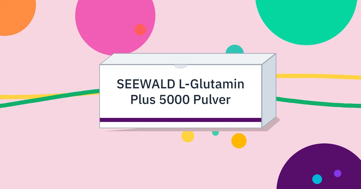 Symbolbild: Packung mit der Aufschrift SEEWALD L-Glutamin Plus 5000 Pulver (PZN 19816253) – Verfügbarkeit und Bezug in Apotheken in Frankfurt am Main