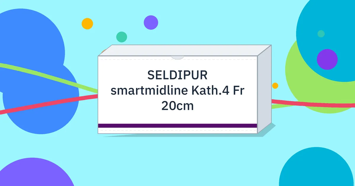 Symbolbild: Packung mit der Aufschrift SELDIPUR smartmidline Kath.4 Fr 20cm (PZN 15263509) – Verfügbarkeit und Bezug in Apotheken in Frankfurt am Main