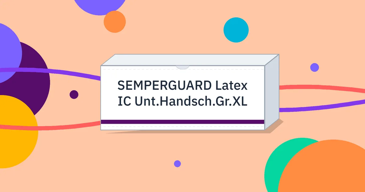 Symbolbild: Packung mit der Aufschrift SEMPERGUARD Latex IC Unt.Handsch.Gr.XL (PZN 12365497) – Verfügbarkeit und Bezug in Apotheken in Frankfurt am Main