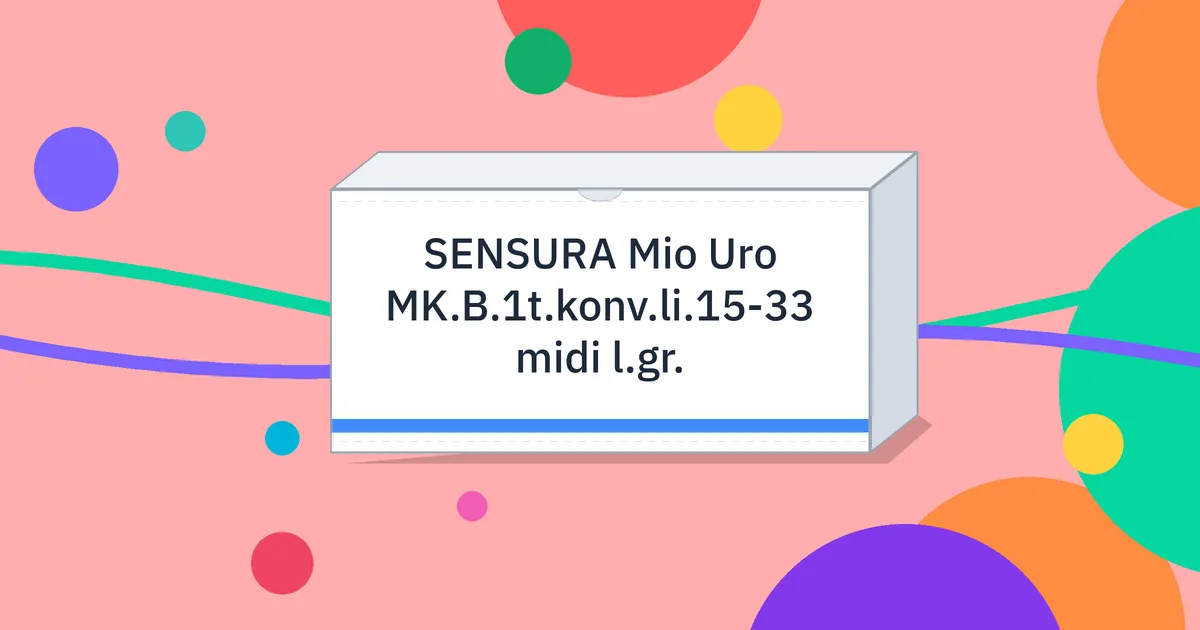 Symbolbild: Packung mit der Aufschrift SENSURA Mio Uro MK.B.1t.konv.li.15-33 midi l.gr. (PZN 11099415) – Verfügbarkeit und Bezug in Apotheken in Frankfurt am Main