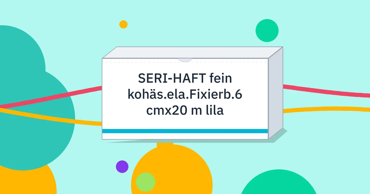 Symbolbild: Packung mit der Aufschrift SERI-HAFT fein kohäs.ela.Fixierb.6 cmx20 m lila (PZN 19836735) – Verfügbarkeit und Bezug in Apotheken in Frankfurt am Main