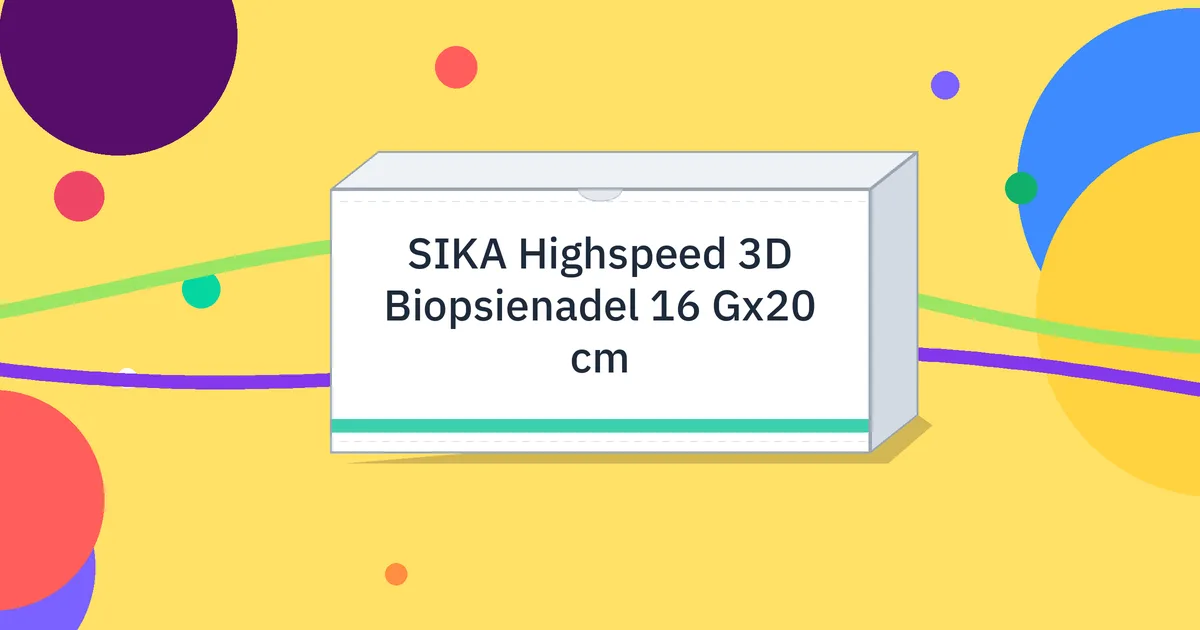 Symbolbild: Packung mit der Aufschrift SIKA Highspeed 3D Biopsienadel 16 Gx20 cm (PZN 20272485) – Verfügbarkeit und Bezug in Apotheken in Frankfurt am Main