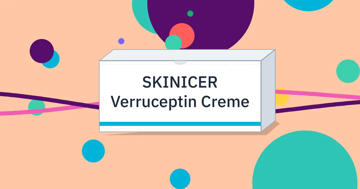 Symbolbild: Packung mit der Aufschrift SKINICER Verruceptin Creme (PZN 12427784) – Verfügbarkeit und Bezug in Apotheken in Frankfurt am Main