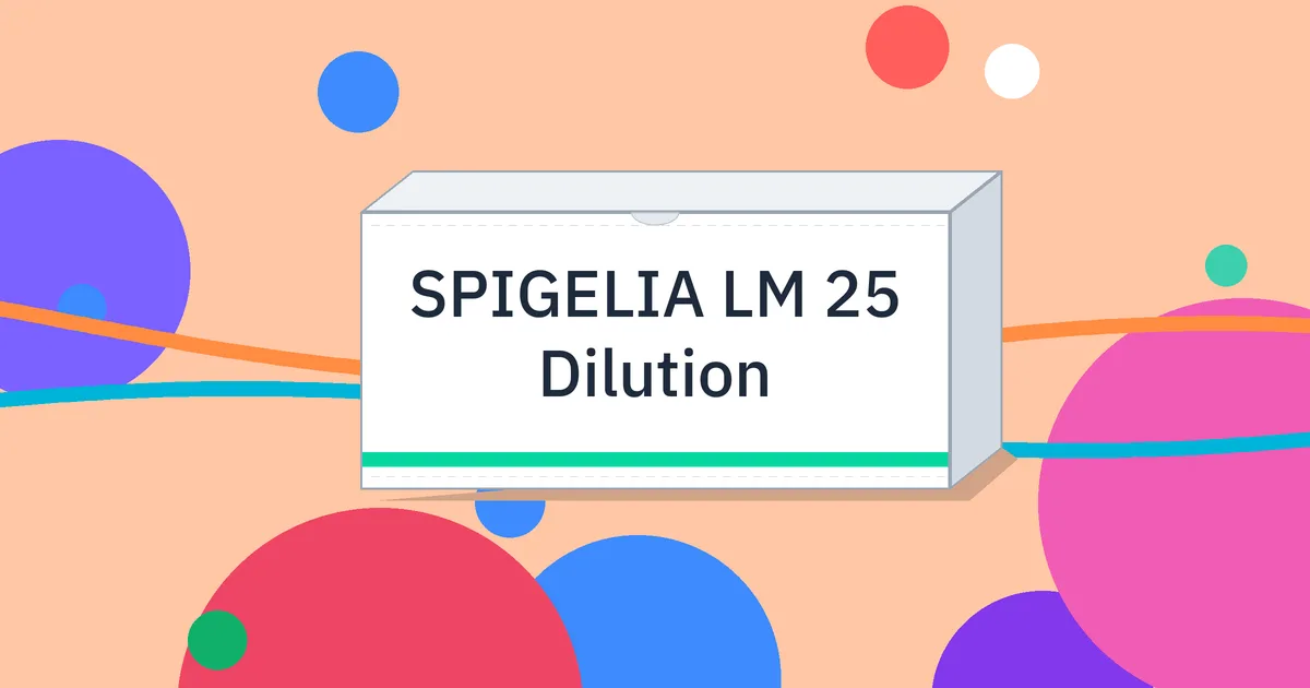 Symbolbild: Packung mit der Aufschrift SPIGELIA LM 25 Dilution (PZN 13195293) – Verfügbarkeit und Bezug in Apotheken in Frankfurt am Main