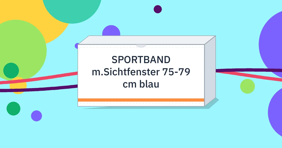 Symbolbild: Packung mit der Aufschrift SPORTBAND m.Sichtfenster 75-79 cm blau (PZN 12904451) – Verfügbarkeit und Bezug in Apotheken in Frankfurt am Main