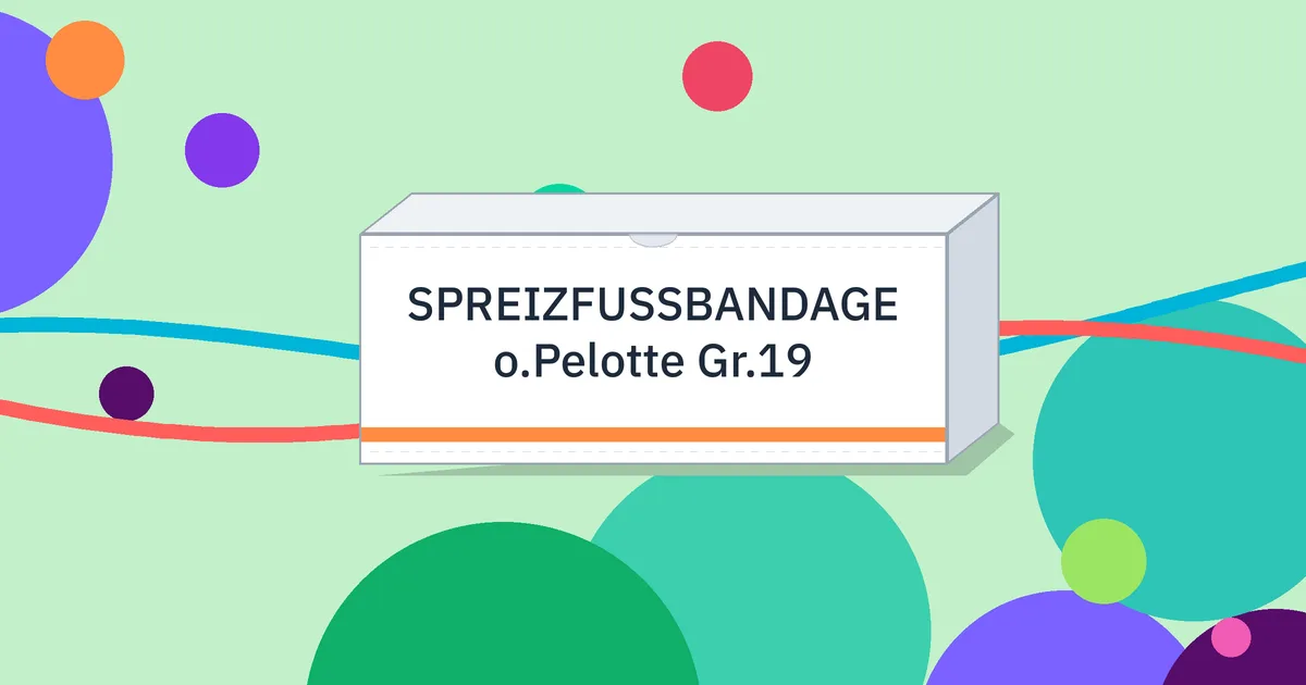 Symbolbild: Packung mit der Aufschrift SPREIZFUSSBANDAGE o.Pelotte Gr.19 (PZN 04864039) – Verfügbarkeit und Bezug in Apotheken in Frankfurt am Main