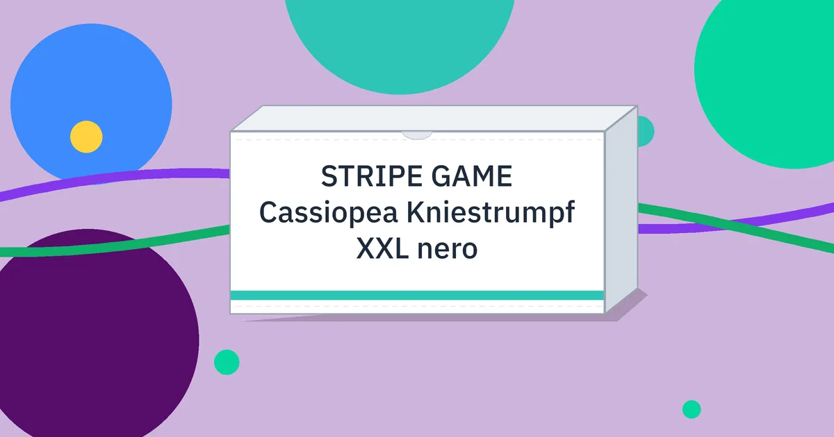 Symbolbild: Packung mit der Aufschrift STRIPE GAME Cassiopea Kniestrumpf XXL nero (PZN 20209541) – Verfügbarkeit und Bezug in Apotheken in Frankfurt am Main