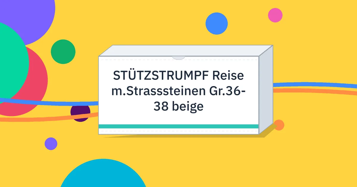Symbolbild: Packung mit der Aufschrift STÜTZSTRUMPF Reise m.Strasssteinen Gr.36-38 beige (PZN 16515166) – Verfügbarkeit und Bezug in Apotheken in Frankfurt am Main