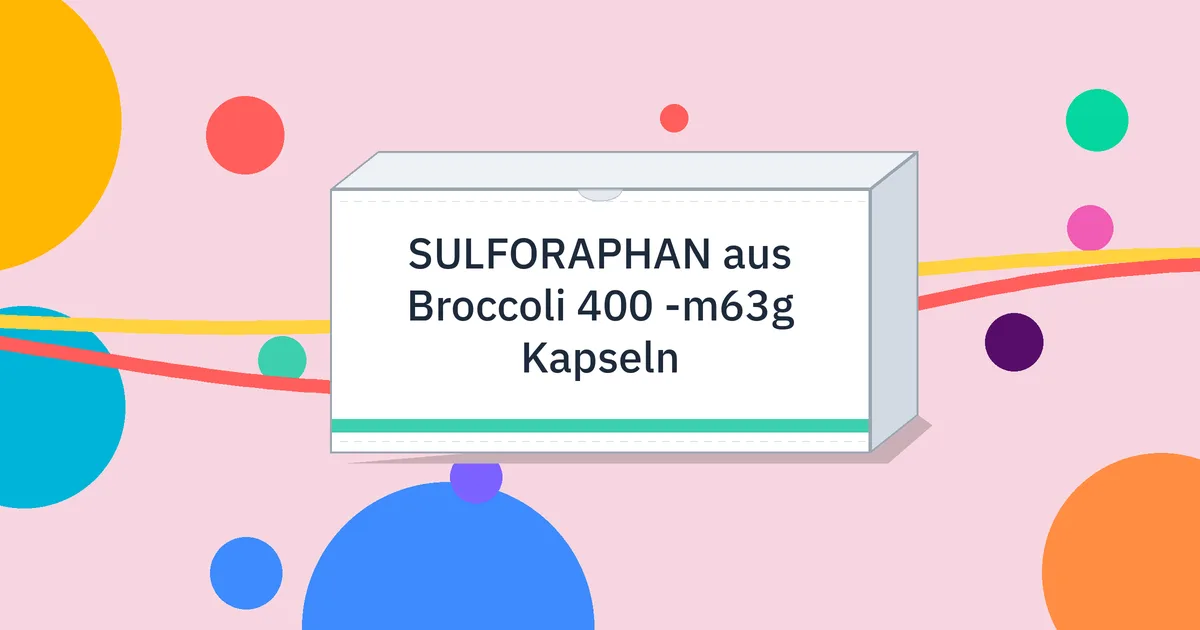 Symbolbild: Packung mit der Aufschrift SULFORAPHAN aus Broccoli 400 -m63g Kapseln (PZN 10063680) – Verfügbarkeit und Bezug in Apotheken in Frankfurt am Main