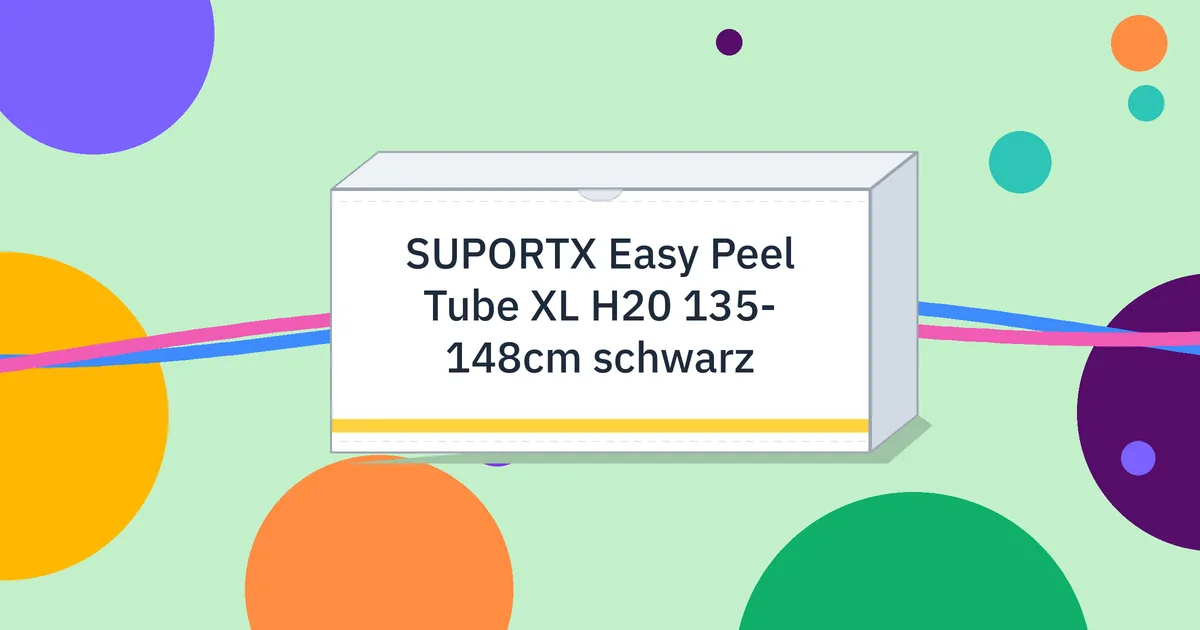 Symbolbild: Packung mit der Aufschrift SUPORTX Easy Peel Tube XL H20 135-148cm schwarz (PZN 09486754) – Verfügbarkeit und Bezug in Apotheken in Frankfurt am Main