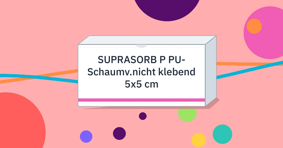 Symbolbild: Packung mit der Aufschrift SUPRASORB P PU-Schaumv.nicht klebend 5x5 cm (PZN 15735233) – Verfügbarkeit und Bezug in Apotheken in Frankfurt am Main