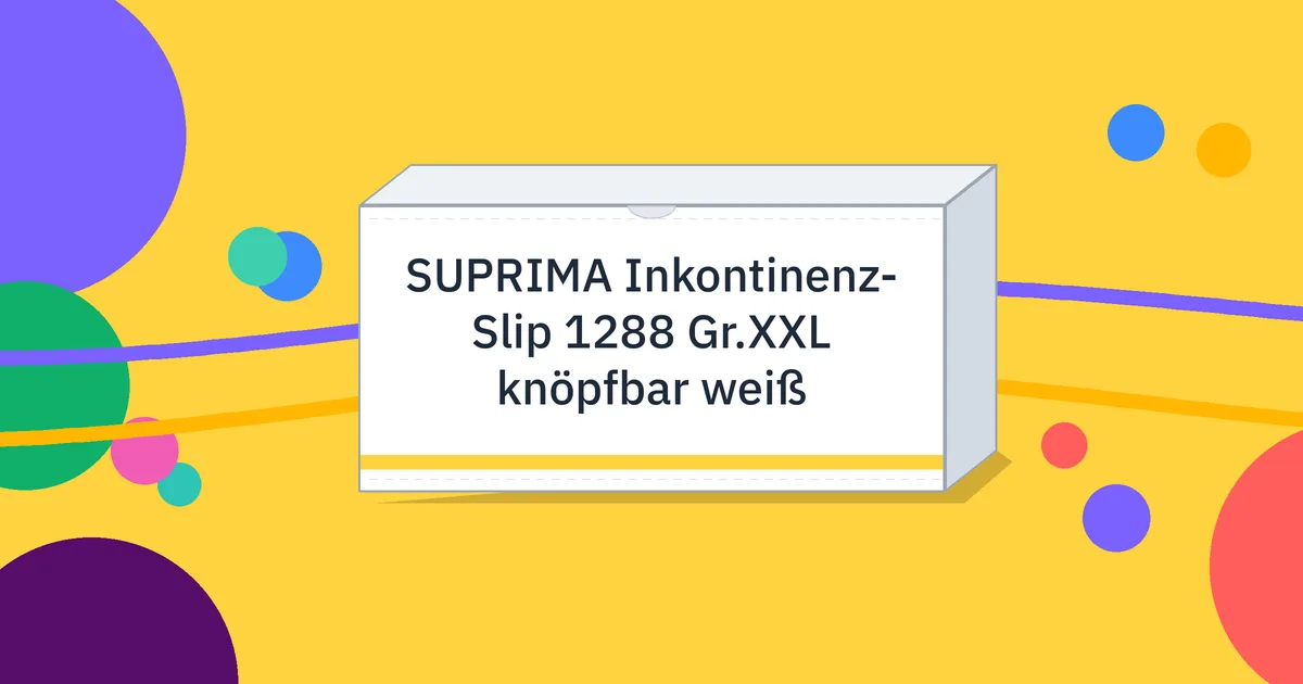 Symbolbild: Packung mit der Aufschrift SUPRIMA Inkontinenz-Slip 1288 Gr.XXL knöpfbar weiß (PZN 10013914) – Verfügbarkeit und Bezug in Apotheken in Frankfurt am Main