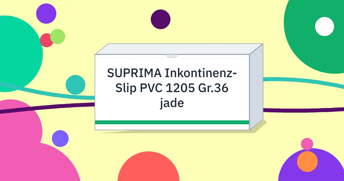 Symbolbild: Packung mit der Aufschrift SUPRIMA Inkontinenz-Slip PVC 1205 Gr.36 jade (PZN 00415824) – Verfügbarkeit und Bezug in Apotheken in Frankfurt am Main