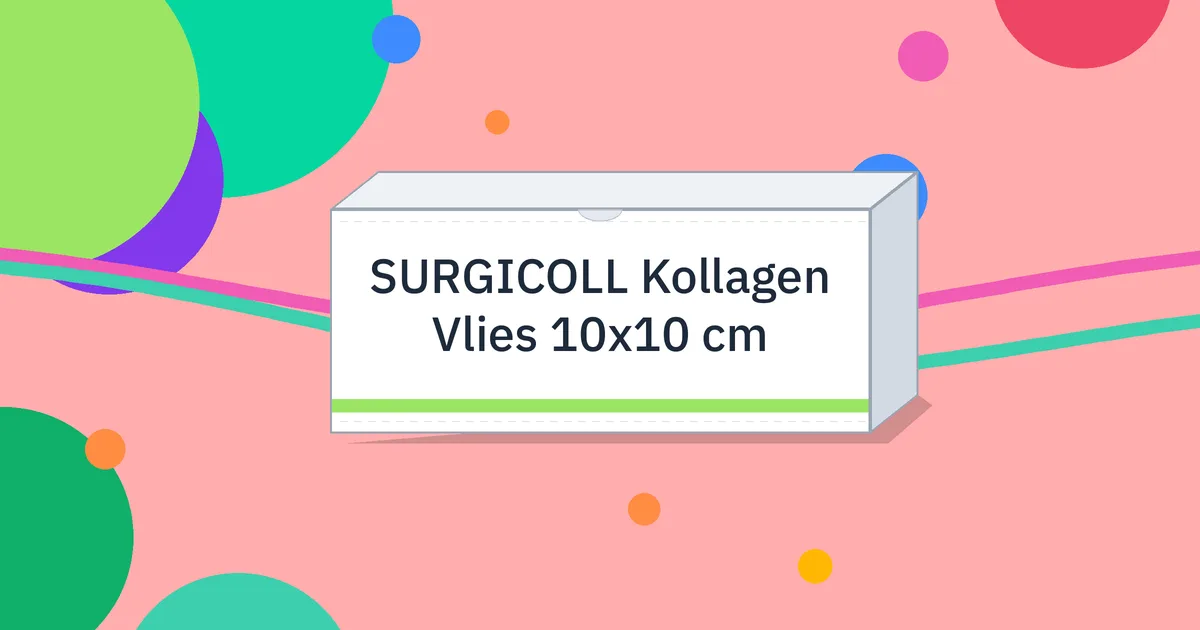 Symbolbild: Packung mit der Aufschrift SURGICOLL Kollagen Vlies 10x10 cm (PZN 04012885) – Verfügbarkeit und Bezug in Apotheken in Frankfurt am Main