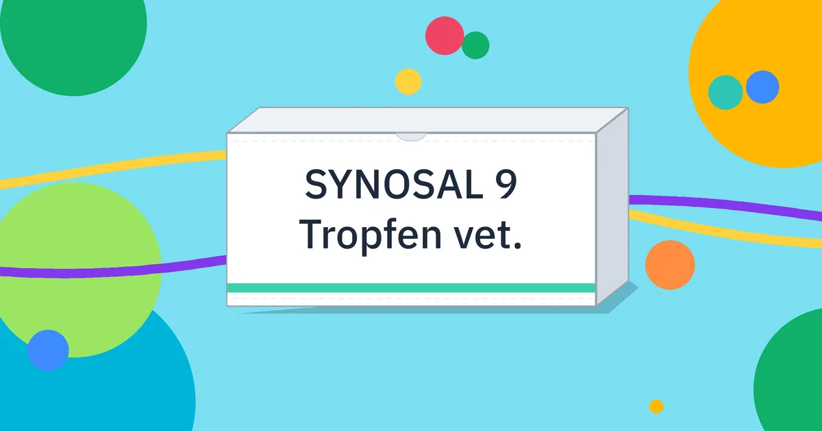 Symbolbild: Packung mit der Aufschrift SYNOSAL 9 Tropfen vet. (PZN 11362812) – Verfügbarkeit und Bezug in Apotheken in Frankfurt am Main