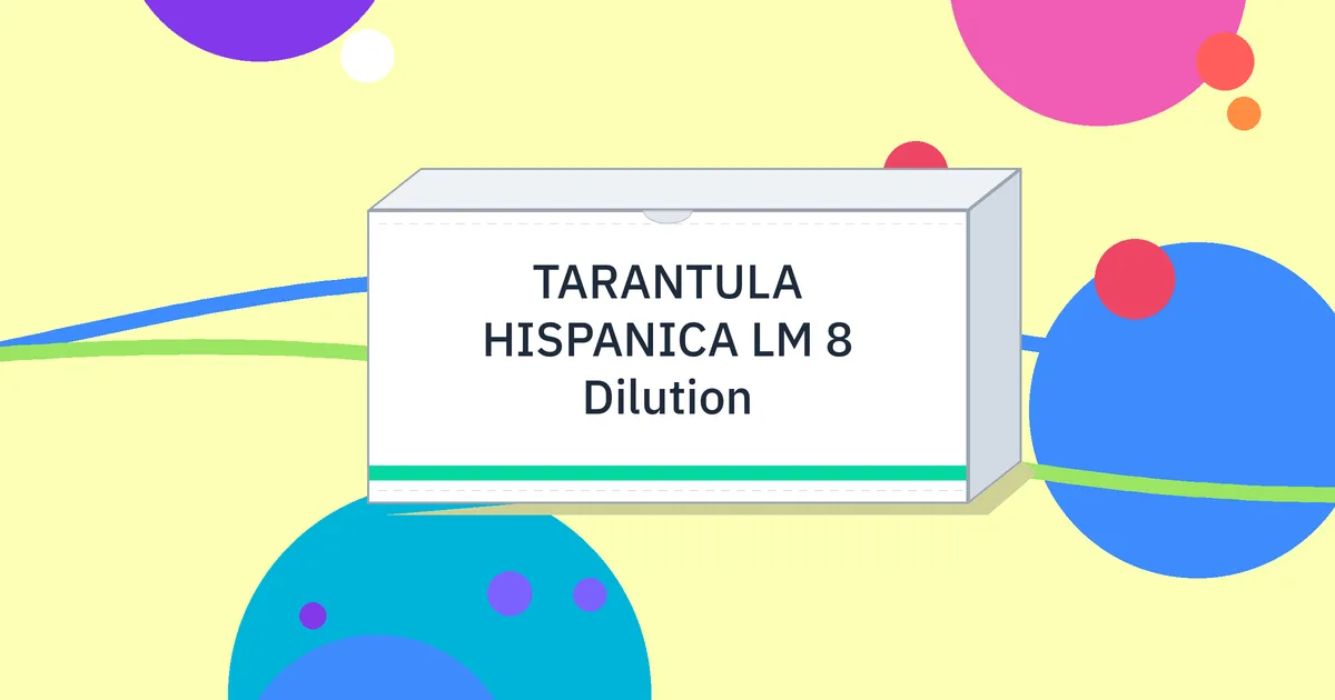 Symbolbild: Packung mit der Aufschrift TARANTULA HISPANICA LM 8 Dilution (PZN 13213884) – Verfügbarkeit und Bezug in Apotheken in Frankfurt am Main