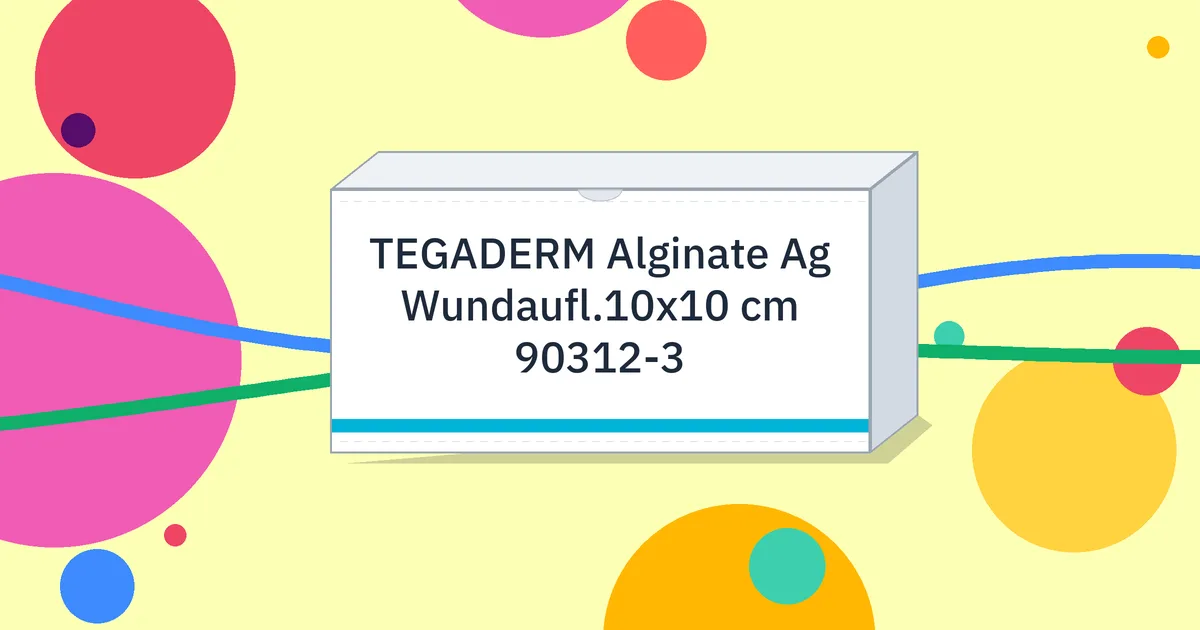 Symbolbild: Packung mit der Aufschrift TEGADERM Alginate Ag Wundaufl.10x10 cm 90312-3 (PZN 09006607) – Verfügbarkeit und Bezug in Apotheken in Frankfurt am Main