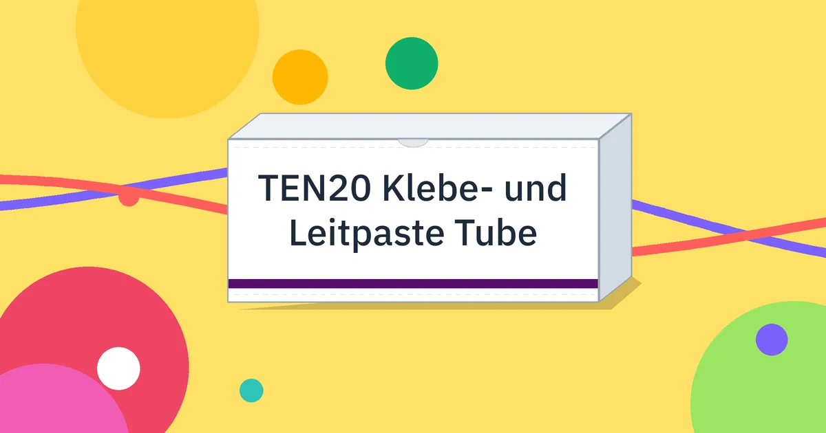 Symbolbild: Packung mit der Aufschrift TEN20 Klebe- und Leitpaste Tube (PZN 16888571) – Verfügbarkeit und Bezug in Apotheken in Frankfurt am Main