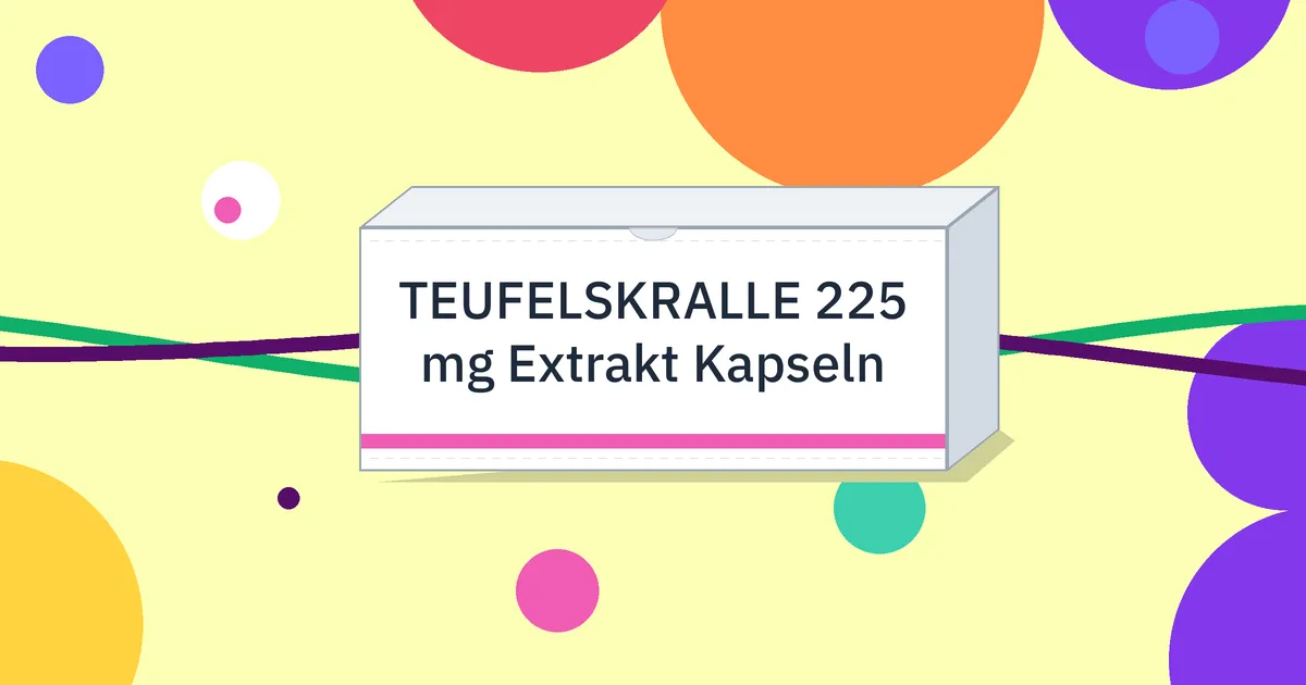 Symbolbild: Packung mit der Aufschrift TEUFELSKRALLE 225 mg Extrakt Kapseln (PZN 10176450) – Verfügbarkeit und Bezug in Apotheken in Frankfurt am Main