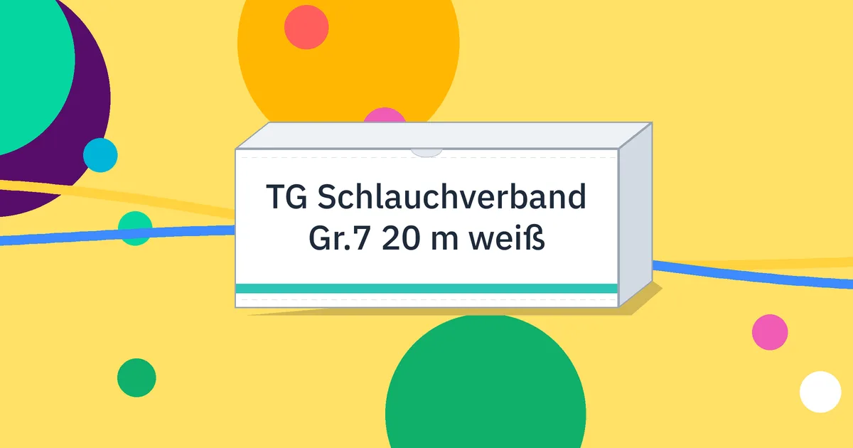 Symbolbild: Packung mit der Aufschrift TG Schlauchverband Gr.7 20 m weiß (PZN 17833968) – Verfügbarkeit und Bezug in Apotheken in Frankfurt am Main
