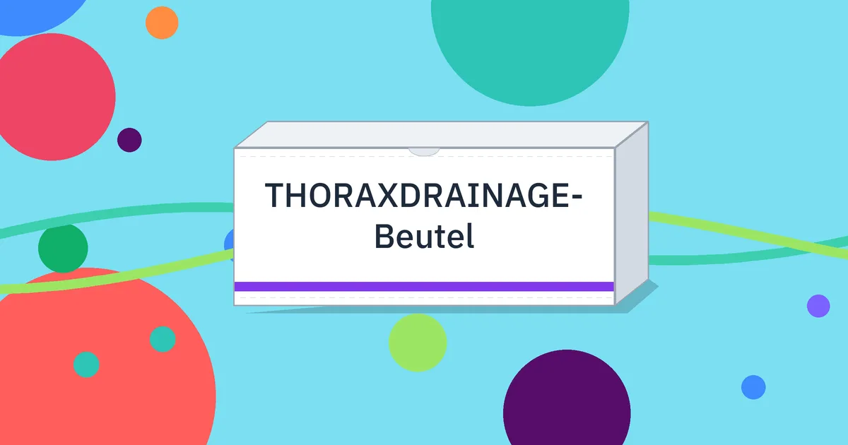 Symbolbild: Packung mit der Aufschrift THORAXDRAINAGE-Beutel (PZN 11652970) – Verfügbarkeit und Bezug in Apotheken in Frankfurt am Main