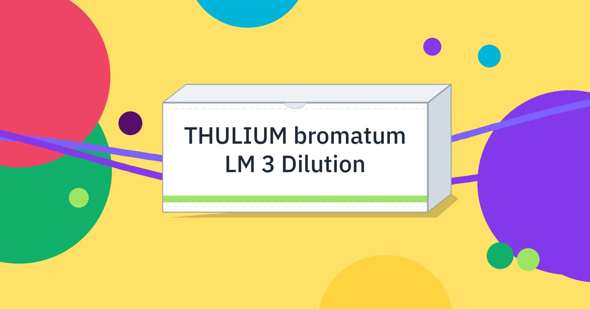 Symbolbild: Packung mit der Aufschrift THULIUM bromatum LM 3 Dilution (PZN 13690638) – Verfügbarkeit und Bezug in Apotheken in Frankfurt am Main