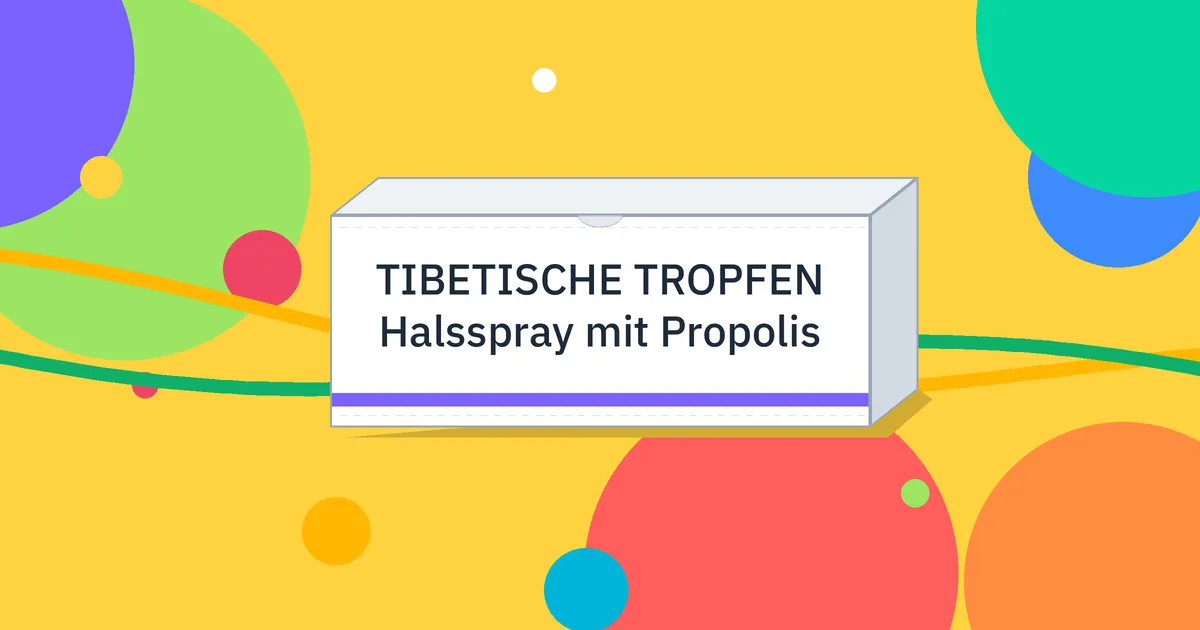 Symbolbild: Packung mit der Aufschrift TIBETISCHE TROPFEN Halsspray mit Propolis (PZN 20204101) – Verfügbarkeit und Bezug in Apotheken in Frankfurt am Main
