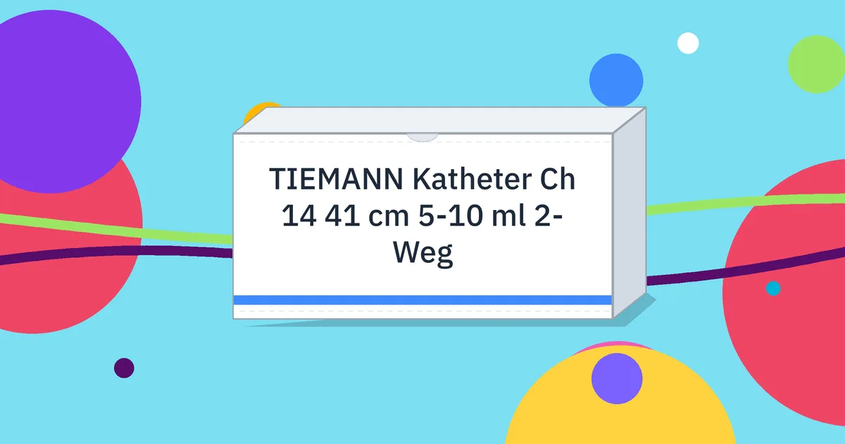 Symbolbild: Packung mit der Aufschrift TIEMANN Katheter Ch 14 41 cm 5-10 ml 2-Weg (PZN 20271801) – Verfügbarkeit und Bezug in Apotheken in Frankfurt am Main